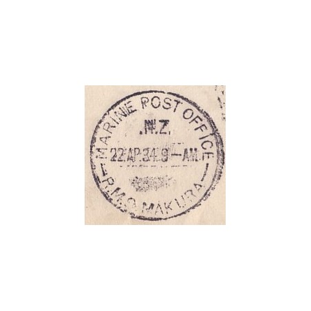 OCEANIE-CACHET MARINE POST OFFICE R.M.S MAKURA - NZ -22 AVRIL 1934 ...
